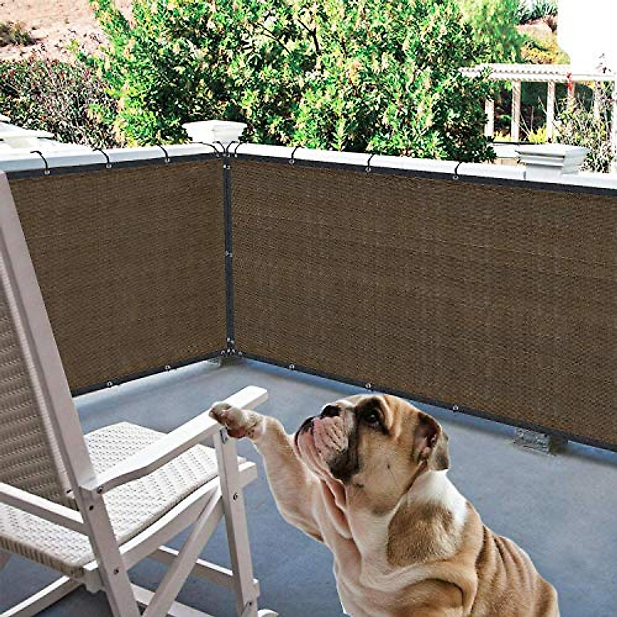 DearHouse Balcony Privacy Screen Shield Cover, 3.5ft x16.5ft, Includes 35 pc Cable Ties for Porch Deck Outdoor Backyard Patio