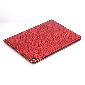 iPad Pro 1st 2nd (12.9'') Case for Women, DMaos Crocodile Synthetic Leather Stand Folio Smart Cover, Auto Sleep/Wake, Document Card Holder - Red