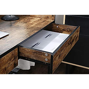 JJS 48" Home Office Computer Laptop Desk with Drawers, Modern Wooden Compact Study Writing Desk with Privacy Panel and Storage for Small Space, Rustic Brown