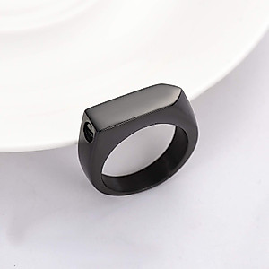 XSMZB Cremation Rings for Ashes Simple Square Band Ring Keepsake Arrow Band Finger Ring Holder Ashes for Pet Human Memorial Urn Ring for Men Women (Black,7)