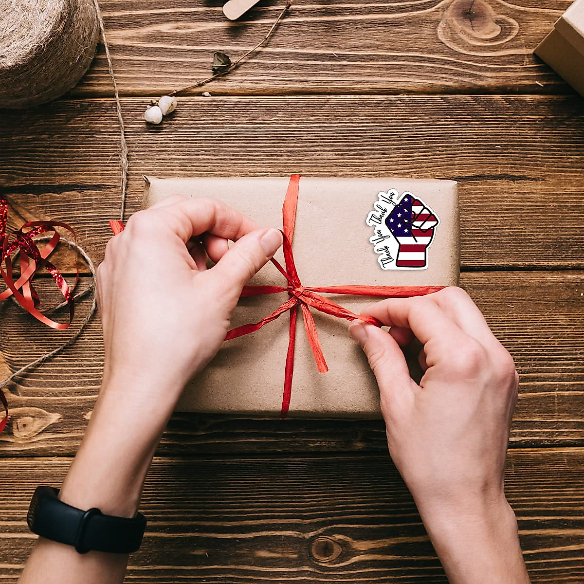 Wailozco 1.5'' America Flag Thank You Stickers,Thank You Stickers,Handmade Stickers,Business Stickers,Envelopes Stickers for Online Retailers,Handmade Goods,Small Business,500 Labels Per Roll