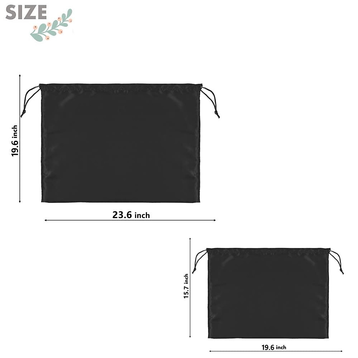 2 PCS Dust Cover Storage Bags Dust Bags for Handbags Large, Silk Drawstring Purse Storage Bag for Handbags Purses, Shoe Boots, Travel Organizer (Black + White, 23.6 * 19.6 in)