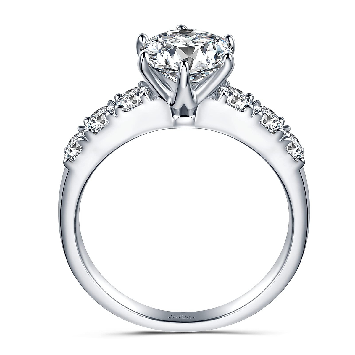 Atylyk Total 3.2cttw Center 2CT Moissanite Engagement Ring Wedding Promise Gold-plating Sterling Silver Rings for Women,Size 6.5