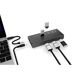 Juiced Systems VertexHUB High-Speed USB-C & USB-A Hub - 10 Gbps Transfer, USB 3.2 Gen 2, 4X USB-C Ports, 3X USB-A Ports, Fast Charging