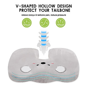 microzo Memory Foam Seat Cushion, Cute Animal Chair Cushion for Office Desk Chair, Non-Slip Chair Pad for Car Seat, Tailbone Pain Relief Cushion for Orthopedic Back Pain Sciatica (Koala)