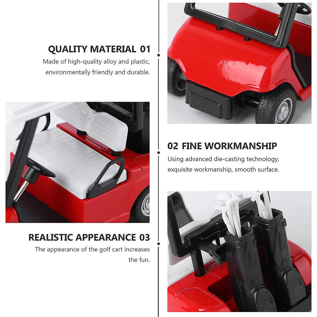 WINOMO Die-cast Model Metal Golf Cart Model,Pull Back Action Golf Cart, Mini 1:20 Scale Golfcart Vehicle for Kids Party Favor Home Office Decor