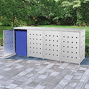 Quadruple Wheelie Bin Shed,Garbage Shed,Outdoor Garden Patio Storage Shed,for Garbage Cans,Garden Tools, Bin Shed for Patio Backyard Garden 63.4 gal Stainless Steel