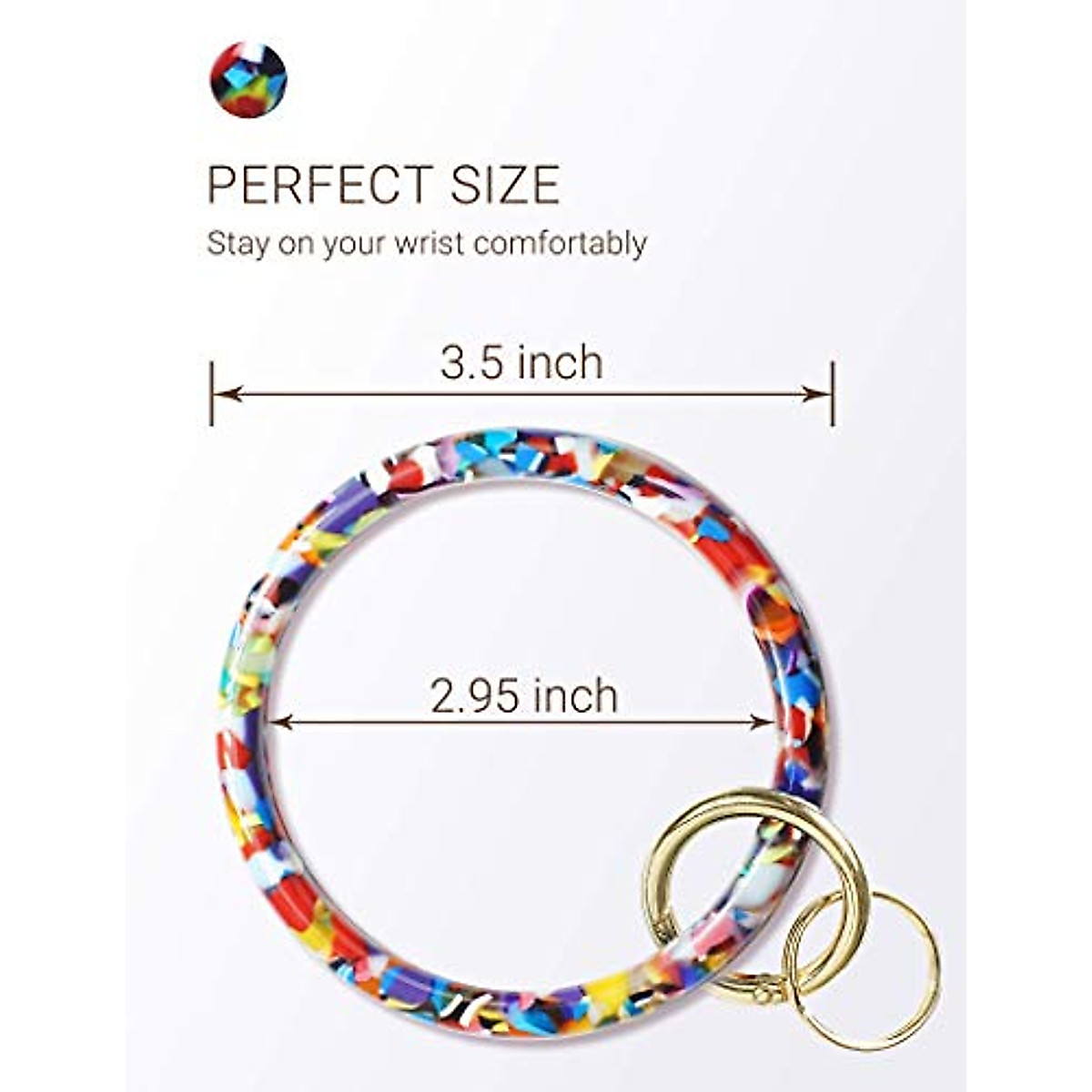 Heesch Bangle Key Ring Bracelet Keychain Key Ring Bracelet for Women, Acetate Circle Keyring for Wrist (Multi Color)