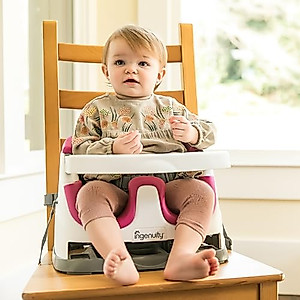 Ingenuity Baby Base 2-in-1 Booster Feeding and Floor Seat with Self-Storing Tray - Pink Flambe