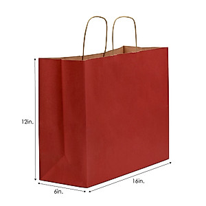 Red Gift Bags with Handles - 16x6x12 Inch 100 Pack Large Kraft Paper Shopping Bags for Christmas & Holiday, Birthdays, Retail, Small Business & Boutiques, Gift Wrapping, Wedding Favors, in Bulk