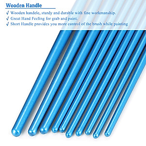 BOSOBO Paint Brush Set, 10pcs Round Pointed Tip Nylon Hair Artist Detail Paintbrushes, Professional Fine Acrylic Oil Watercolor Brushes for Face Nail Body Art Craft Model Miniature Painting, Blue