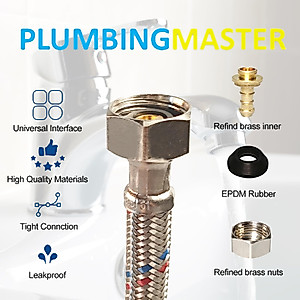 PLUMBINGMASTER 36'' Faucet Hose Connector, 3/8" Comp x 1/2" FIP Braided Stainless Steel Faucet Water Supply Lines for Bathroom Kitchen Sink Faucet 2Pcs