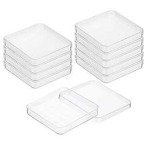 PATIKIL 100mm Plastic Petri Dishes with Cover, 10 Pcs Grid Squares Petri Plates Tissue Culture Plate for Lab Science Experiment, Clear