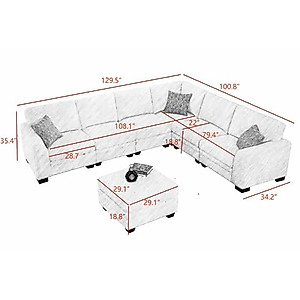 Legend Vansen 7PCS Corduroy Flexible Combination Sofa Sectional, Olive