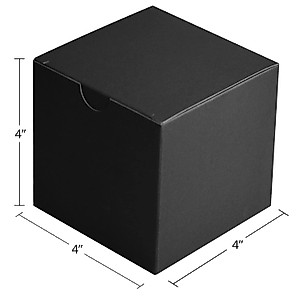 Fairlegend Small Black Gift Boxes 4x4x4 Black Kraft Paper Boxes for Gifts, Party Favors, Showers, Crafts, Candy Boxes, 100 Pack, Matte Black, 4 x 4 x 4 inches