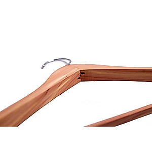 Ruumetry Cedar Hangers, Unfinished Red Cedar Wood Coat Suit Hangers, Luxury Wooden Jacket Clothes Hangers, Wide Shoulder with Square Cedar Pant Bar 360° Flexible Hook, 3 Pack