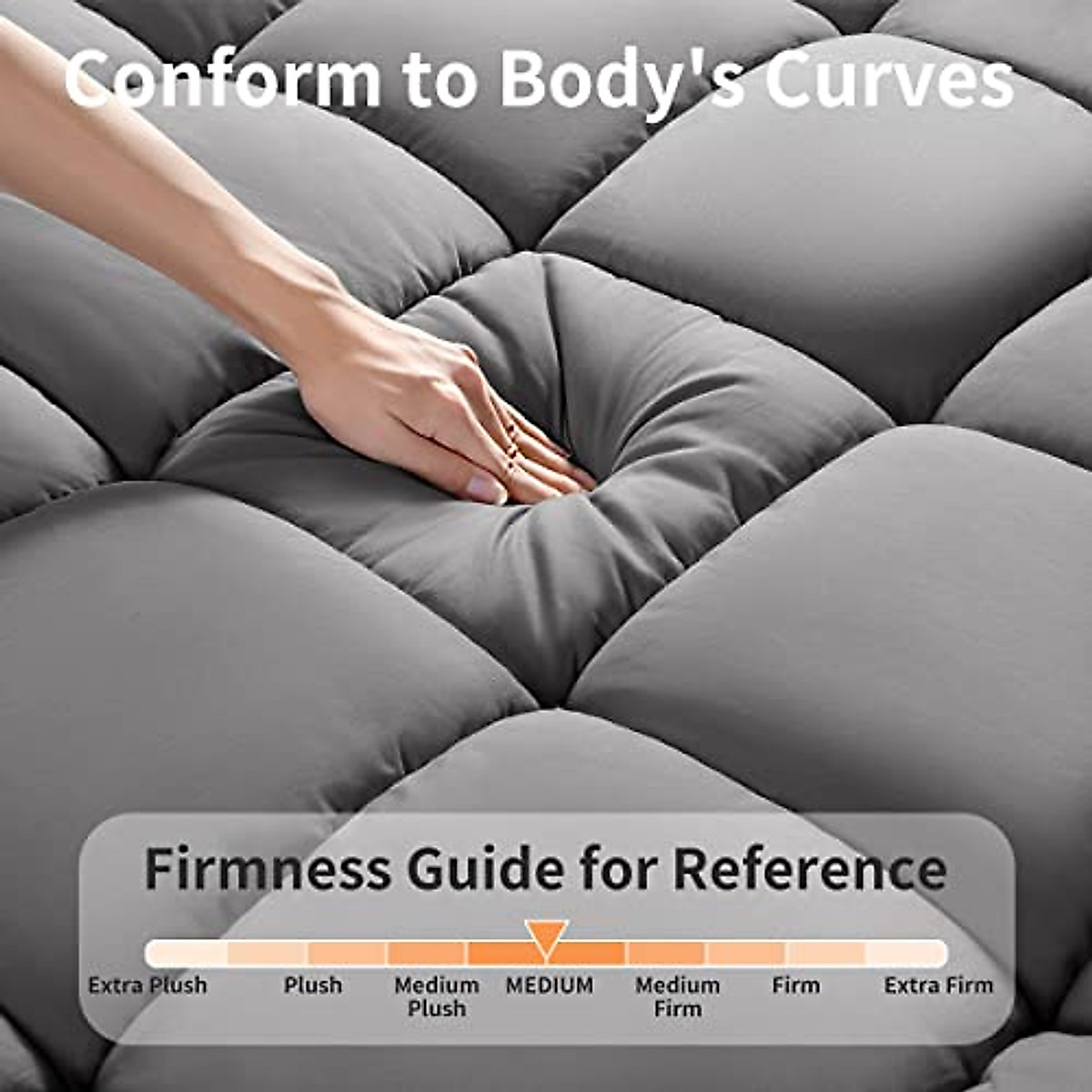 Cotby Mattress Topper King, Extra Thick Breathable Mattress Pad, Cooling Mattress Topper for Back Pain Relief, Mattress Protector Pillow Top Mattress Cover with 8"-21" Deep Pocket(Gray, King)