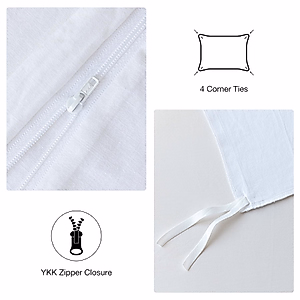 Levoo 100% Linen Duvet Cover Queen Size Pure Natural French Flax Linen Duvet Cover Soft Comfy Breathable Durable 3 Pcs Linen Bedding Set with 1 Duvet Cover Linen 2 Linen Pillowcases (Queen, White)