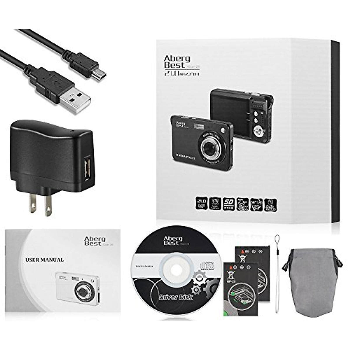 Digital Camera, AbergBest Mini Kids Digital Cameras for Teens with 8X Zoom HD 720P Compact Camera with LCD Screen for Students, Boys, Girls, Kids