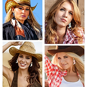 4 Pairs Beaded Boot Earrings Cowgirl Cowboy Earrings Country Y2k Western Jewelry Rhinestone Beads Shoes Dangle Drop Earrings for Women Halloween Party(Snowflower)