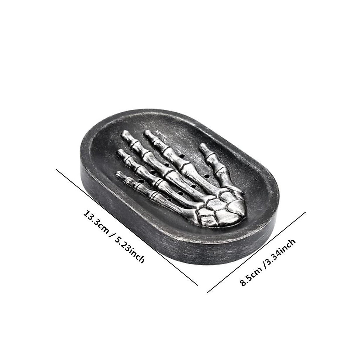 Resin Skeleton Handbone Soap Dish Holder, Water Draining Soap Tray for Bathroom Countertop Shower, Halloween Ghost Skull Hand Soap Rack Organizer (Black)