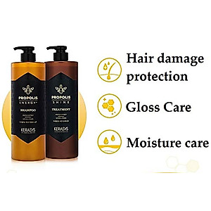 Kerasys Hair Clinic Propolis Shine & Healthy Hair Care Shampoo Propous Extract Minarals Natural Vitamin 1000ml / 35.3 Fl oz