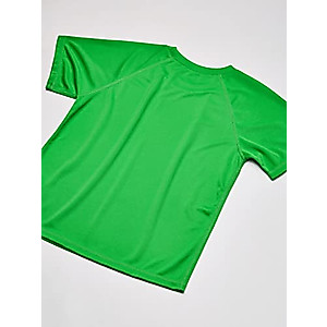 Kanu Surf Boys' Short Sleeve UPF 50+ Rashguard Swim Shirt, Solid Green, 5T