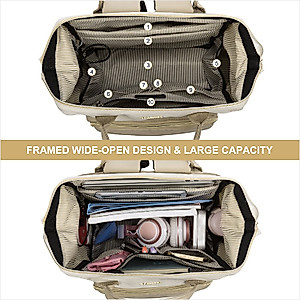 LOVEVOOK Laptop Backpack for Women, Fashion Computer Backpacks Purse, School Student Bookbag for Girl, Business Travel Bags, Doctor Nurse Backpack for Work, Fits 15.6-Inch Laptop, Beige-Khaki