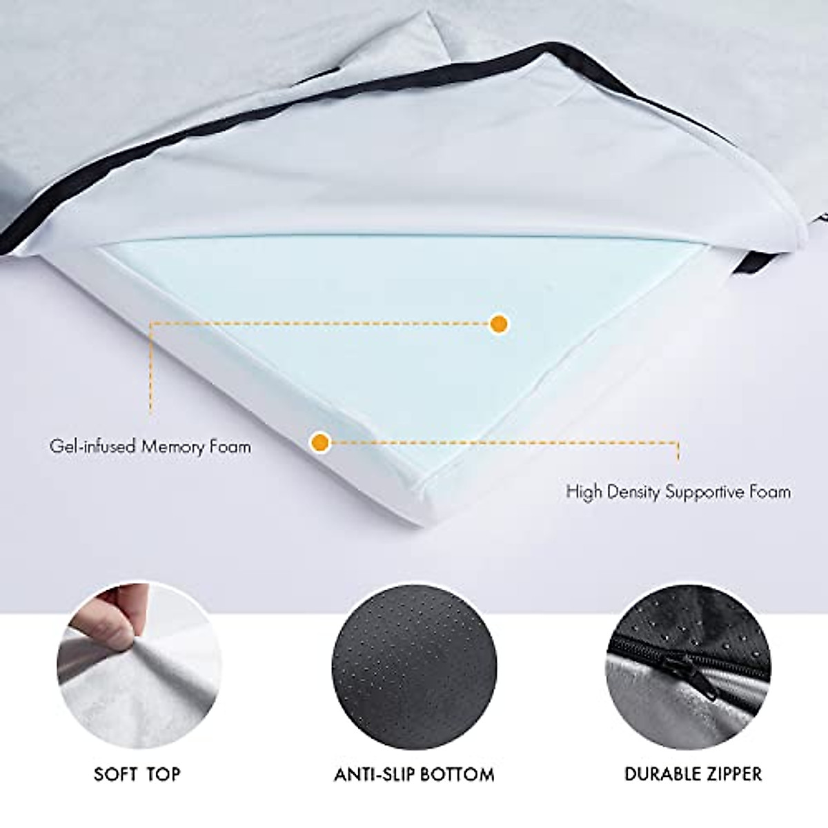 Memory Foam Camping Mattress Portable Travel Sleeping Pad Floor Guest Bed Tent Mattress Removable Waterproof Cover Travel Bag CertiPUR-US (Single (Small))