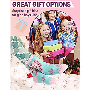 Anlisim Kids Wool Hiking Socks Toddlers Boys Girls Warm Winter Thermal Thick Heavy Crew Boot Cozy Child Gift Cabin Socks Stocking Stuffers 6 Pack(Unicorn C,8-12 Y)