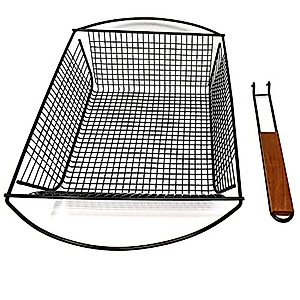 Norpro 8661 Deluxe Removable Handle grill basket, for BBQ, Black