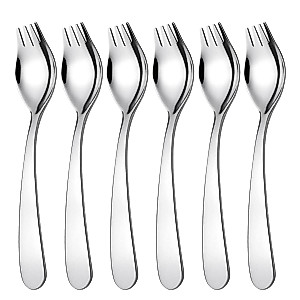 KAISHANE 6-Pack 18/10 Stainless Steel Sporks, 6.1-Inch, Multi-use Salad Fork & Dessert Spoon, Reusable Ice Cream & Fruit Utensils, Home, Camping, Travel, Easy Clean