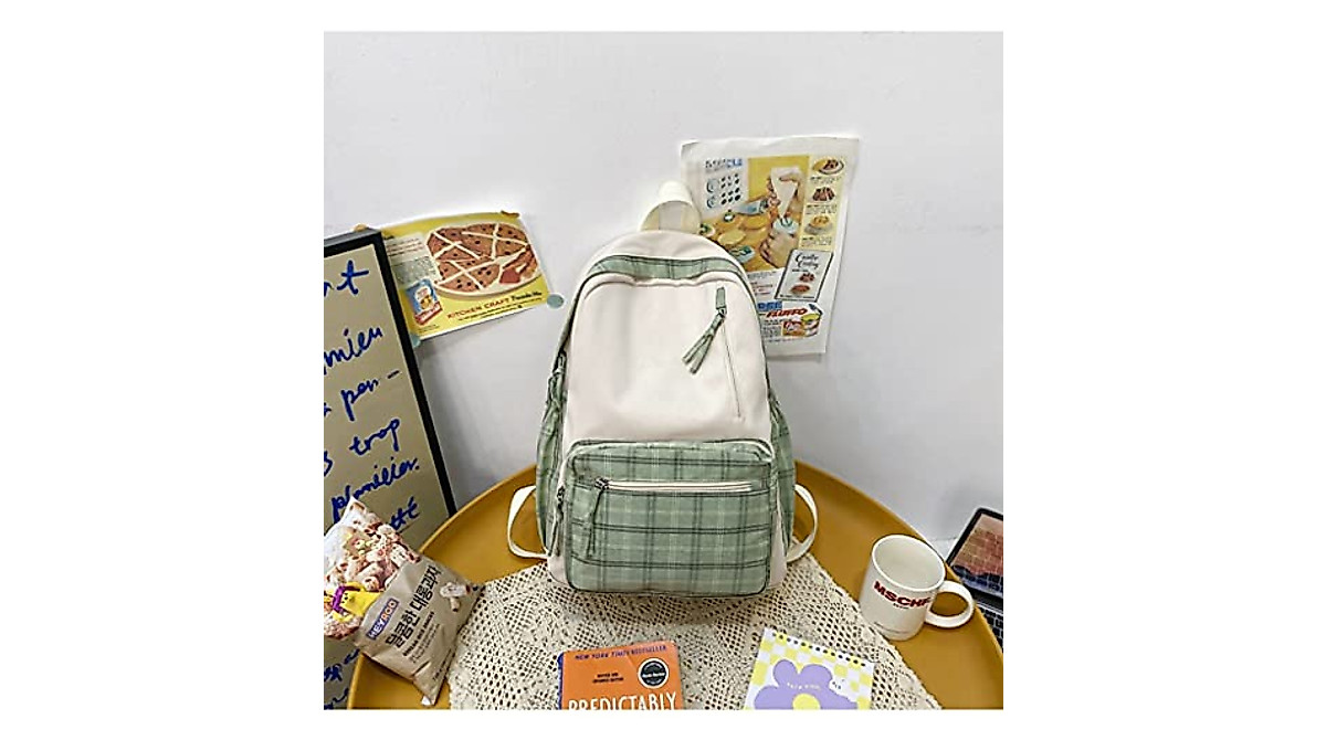 OZAOZ Aesthetic Kawaii Sage Green Backpack | Girls & Teens