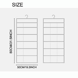 HwaGui Closet Hanging Bra Organizer with Mesh Pockets & Rotating Metal Hanger,Dual Sided Wall Shelf Wardrobe Storage Bags Pockets,Space Saver Bag for Socks Underwear Underpants,Grey(12+24 Grids)