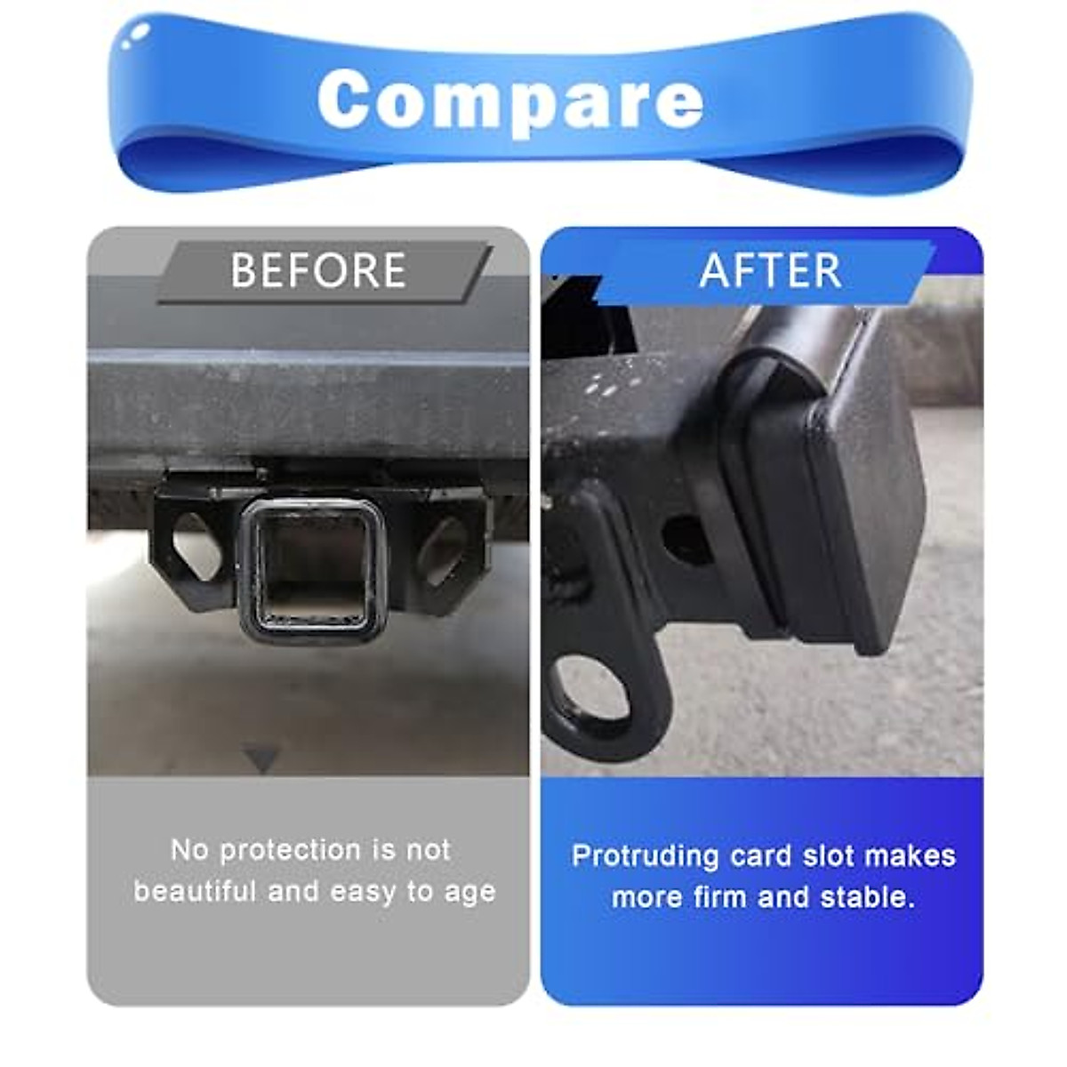 Crynod 2 PCS Car Towing Cover, 2" x 2" Receiver Hook Square Plug ABS Dustproof and Waterproof Protector with Hook, Tube Plug Insert Tow Cover, Universal Exterior Accessories for Most Cars (Black)