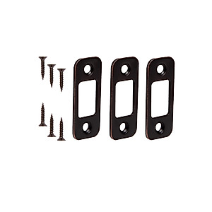 Deadbolt Strike Plate-Door Strike Plate 1" x 2-1/4" with 6 Screws 1-3/8" Round Corner (Vintage Bronze) - 3 Pack