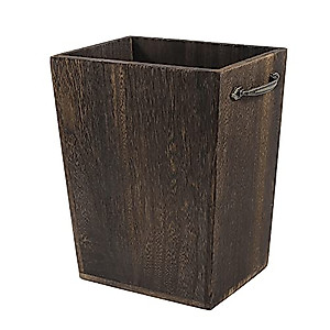 MOOACE Wood Trash Can Wastebasket, 2 Gallon Small Garbage Can Waste Basket Recycling Bin Container with Metal Handle for Bedroom, Living Room, Office, Kitchen, Bathroom