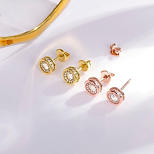 MISSLAN 18K Gold Earrings, Stud Earrings for Women,Jewelry for Women, Cubic Diamond Earrings for Women, Mothers day gifts from daughter The Best Gifts for Mom Women Wife Mother Daughter Friend Her on Birthday Anniversary Valentine’s and Mother’s Day, Hypo