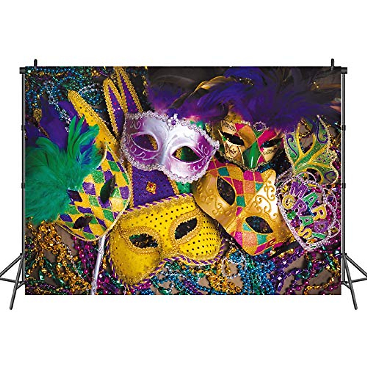 LTLYH 7X5ft Venetian Mardi Gras Backdrop Carnival Masquerade Photography Backgrounds Mask Colorful Backdrop Party Decoration Banner Studio Props 128…