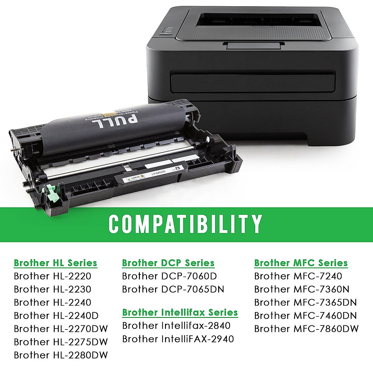 LINKYO Compatible Printer Drum Unit Replacement for Brother DR420 DR-420