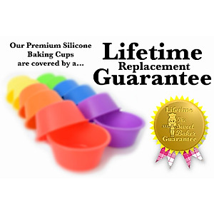 The Sweet Baker | Professional Jumbo Silicone Baking Cups | Premium 12 Piece Set | Reusable Cupcake Muffin Pans | BPA Free