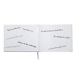 Pearhead Baby Shower Guest Book, Gender Neutral, Classic Neutral Guest Book for Weddings and Events, 100 Blank Pages, Ivory Linen with Gold Print