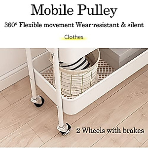 ZBYL Clothing Rolling Wardrobe Garment Rack with Wheels, Metal Clothes Closet Rack with Bottom Shelf, Portable Organizer Standard Rod with Hooks for Hanging Clothes, 68×160cm