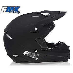 Factory Racing FMX Adult Motocross Dirt Bike Off-Road ATV Motorcycle DOT Approved Matte Black Helmet size Large