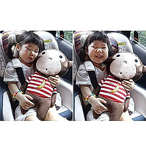 Apomelo Monkey Car Seat Belt Pillow for Head Support Adjustable Seat Strap Shoulder Pads,Neck Support Pillow for Travel Seatbelt Buddy, Banana Monkey