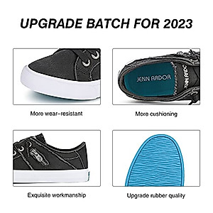 JENN ARDOR Women's Fashion Slip on Sneakers Tennis Shoes Non Slip Casual Canvas Shoes for Women Comfortable Walking Shoes Low Top Sneakers Flats with Zipper