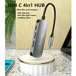 USB C Hub, BEST CABLE 4-in-1 USB C Hub Adapter - USB C to HDMI 4K@30Hz,USB C Charging Port,USB3.0, USB 2.0, Compatible with MacBook Pro/Air, Pro,Galaxy,Pixelbook and More USB C 3.1 Devices