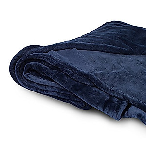 BIRDROCK HOME Internet’s Best Plush Throw Blankets - Navy (Blue) - Ultra Soft Couch Blanket - Light Weight Sofa Throw - 100% Microfiber Polyester - Easy Travel - Queen Full Bed - 90 x 90
