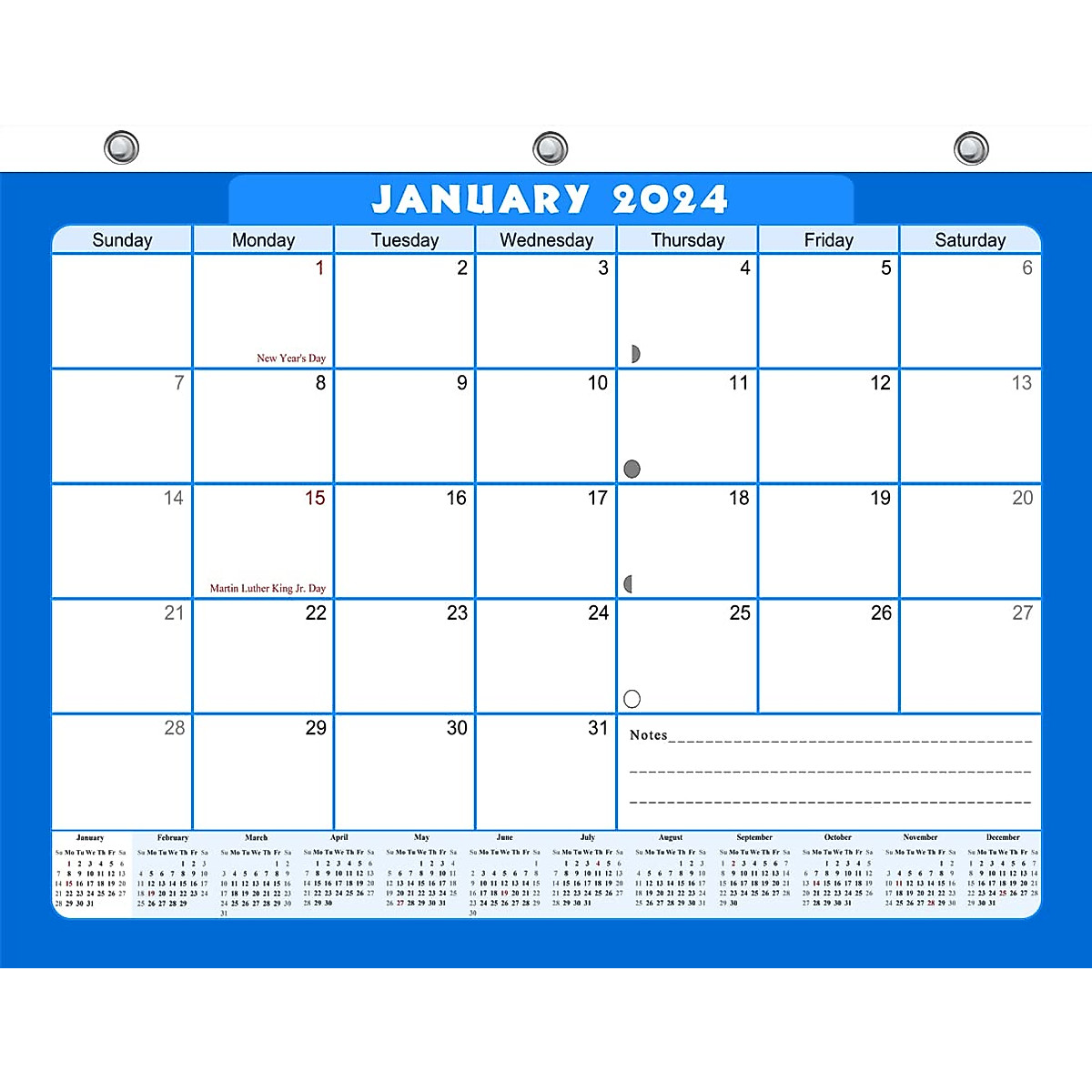 2024 Calendar 12 Months Student Calendar/Planner for 3-Ring Binder, Desk, or Wall -v006