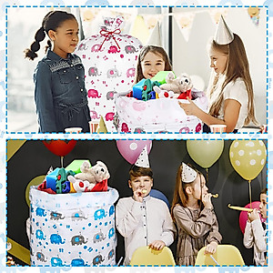 HANSWARE Extra Large Gift Bag for Presents,Shower Gift Bags for Boys, Jumbo Baby Gift Bag for Wedding Wrapping,Birthday, Party,Giant Huge Gifts- 56" x 36" (Blue Elephant, 1 Count)
